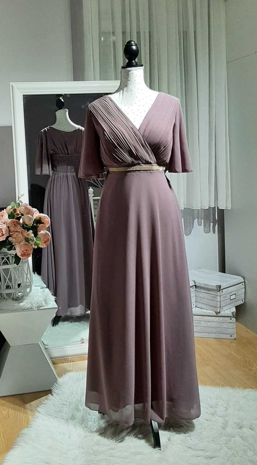 Haljina duga boje lavande sa ukrasima - Elegant Shop